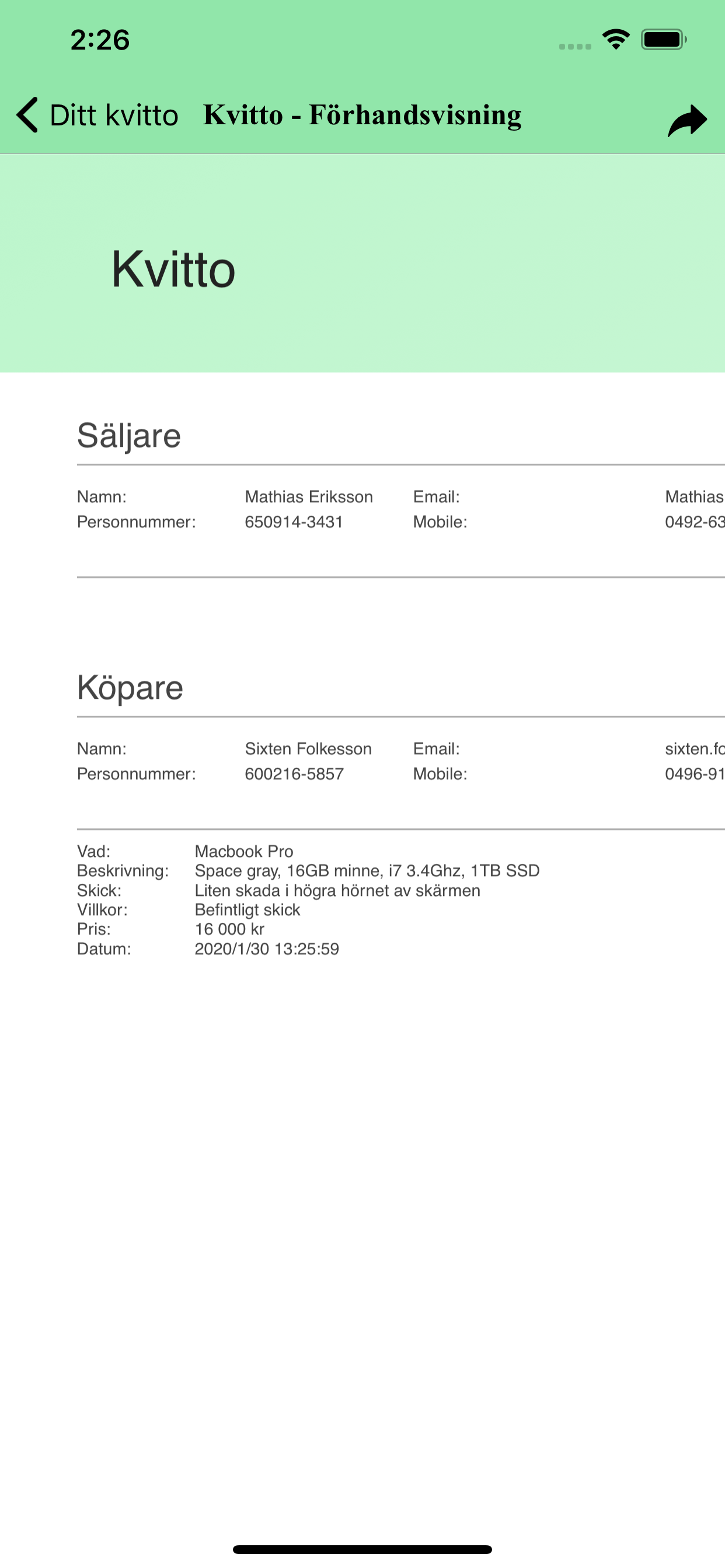 Kvitto - Det enklaste sättet att skapa digitala kvitton